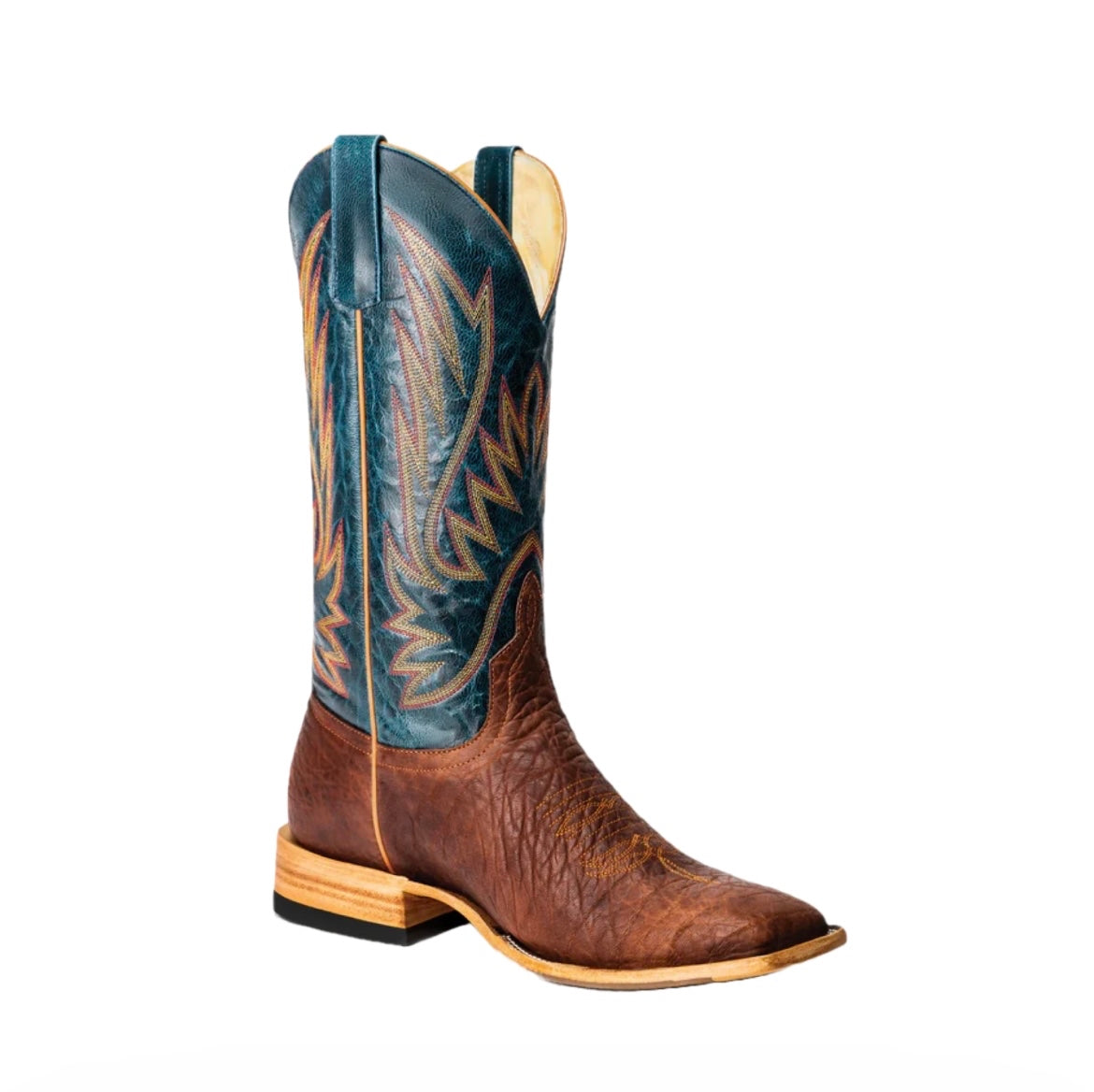 Horse Power® Men's Shrunken Cowboy Comanche Navy & Brown Boots HP8054 ...