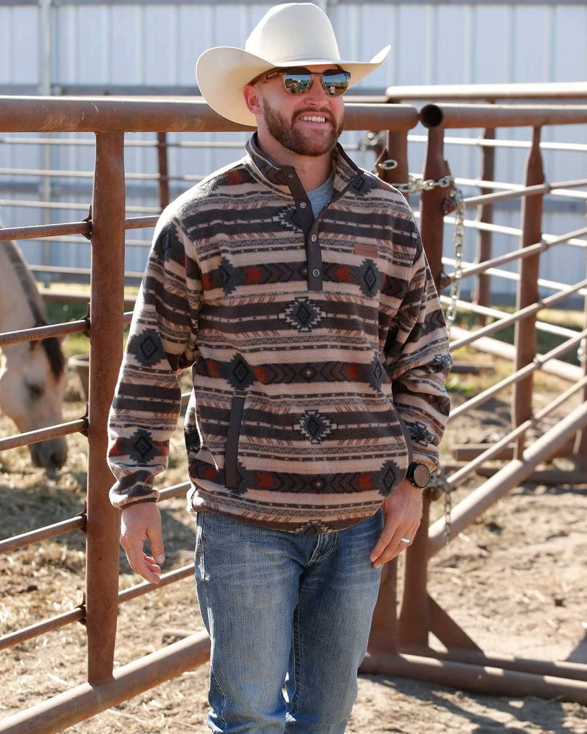 Cinch Brown Polar Fleece Mens Pullover– Jack’s Western and Outdoor Wear