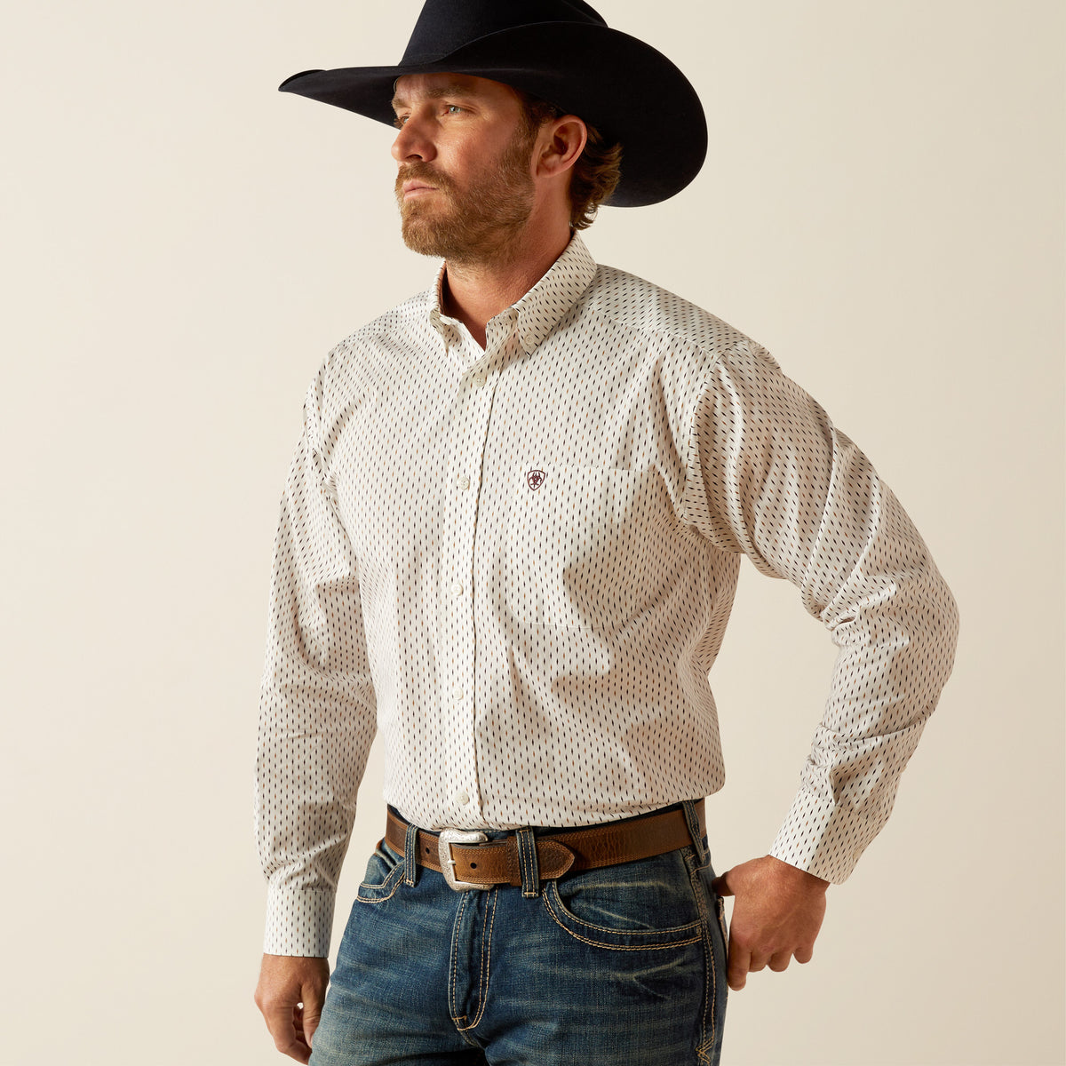 Ariat Izzy Wrinkle Free White Print Mens Shirt– Jack’s Western and ...